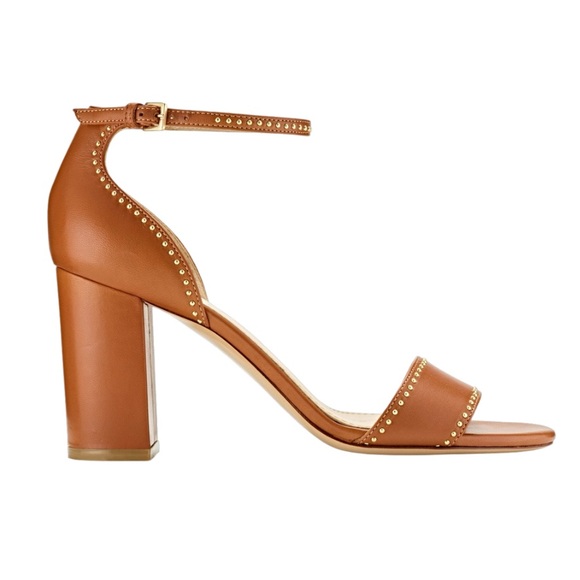 M. Gemi | Shoes | M Gemi Davvero Tan Cognac Gold Studded Block Heels ...